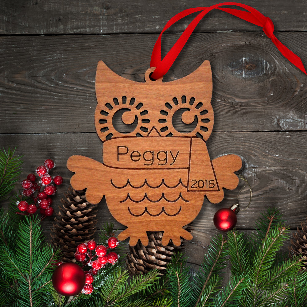 Owl Wooden Christmas Ornament Graphic Spaces