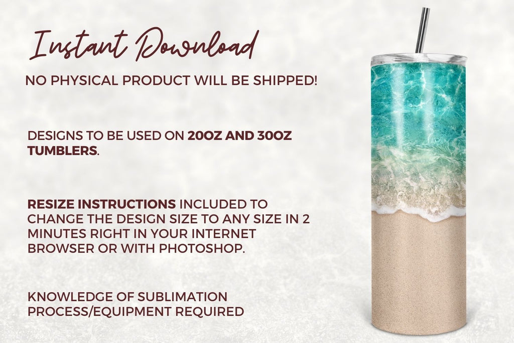 Beach Wrap 20 Oz Skinny Tumbler Sublimation Design Template Beach