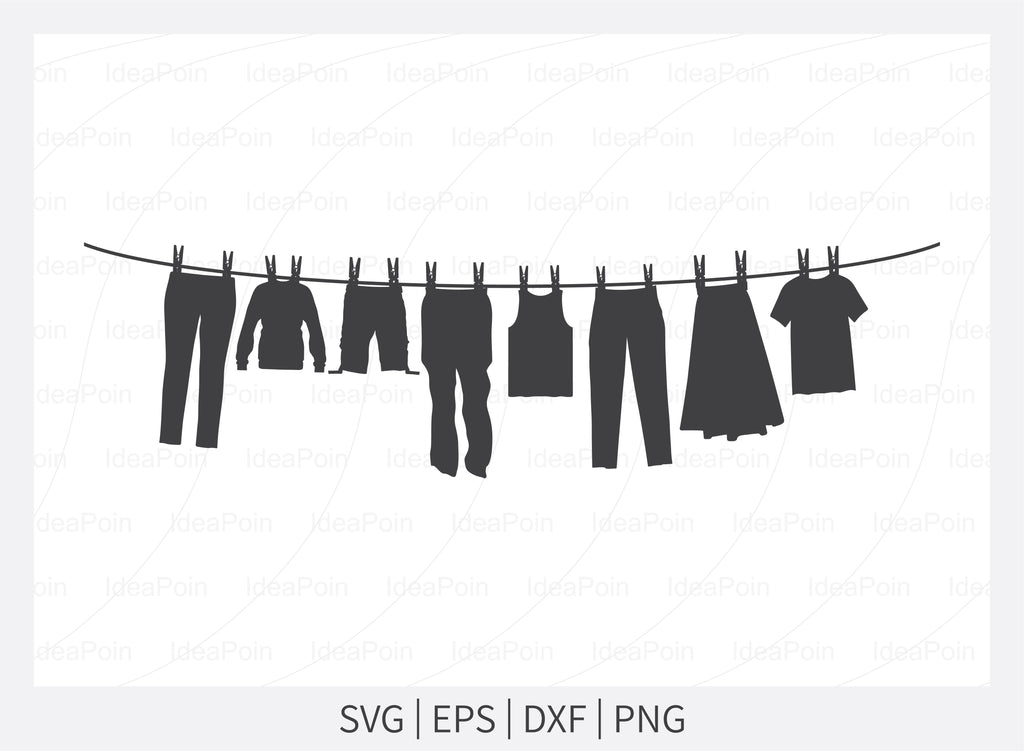 Clothesline Silhouette Clothesline Svg Line Of Clothes Svg Clothes
