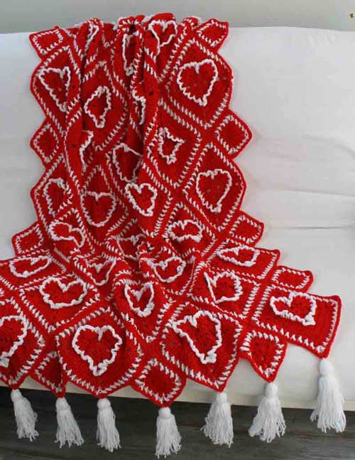 Ruffled Hearts Afghan Crochet Pattern Maggies Crochet