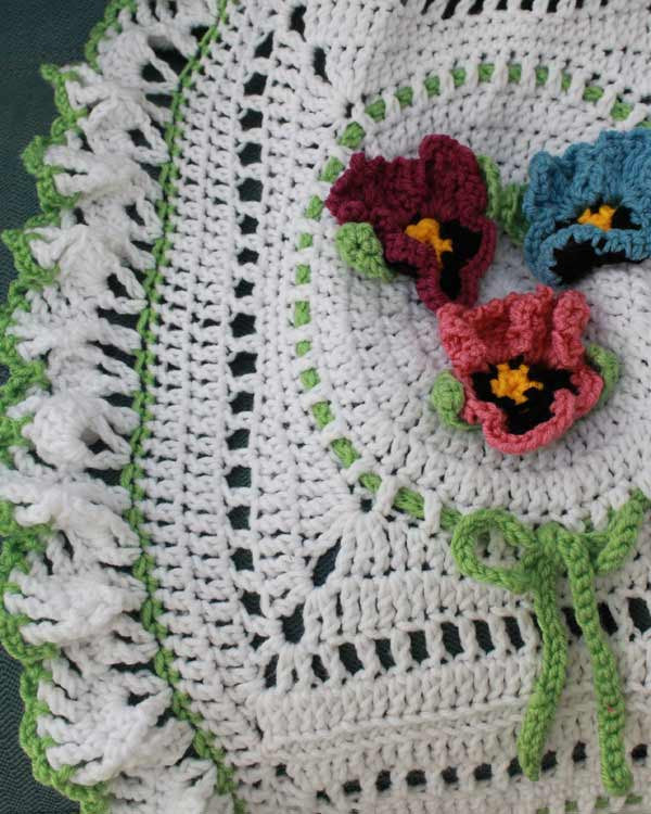 Pansy Afghan And Pillow Set Crochet Pattern Maggies Crochet