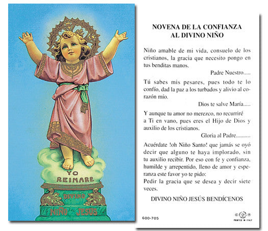 Novena De La Confianza Al Nino Divino Tarjetas De Oracion Laminadas En