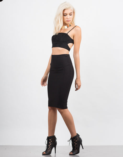 Classic Ribbed Pencil Skirt Black Skirt Midi Skirt 2020ave