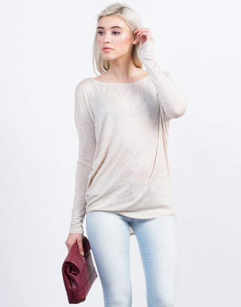 Dolman Long Sleeve Tee Lightweight Top Basic Shirt 2020ave