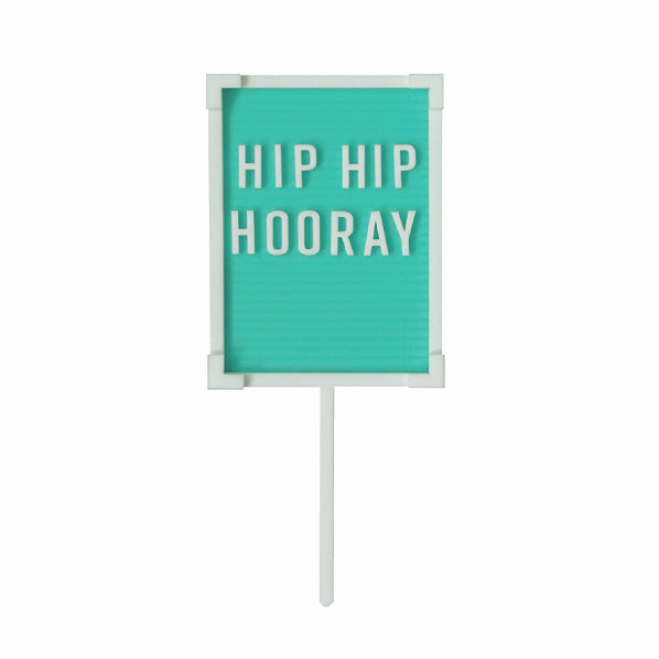 Turquoise Hip Hip Hooray Letterboard Cake Topper Ruby Rabbit