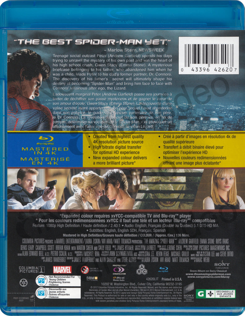 The Amazing Spider Man Mastered In 4k Blu Ray Bilingual On Blu