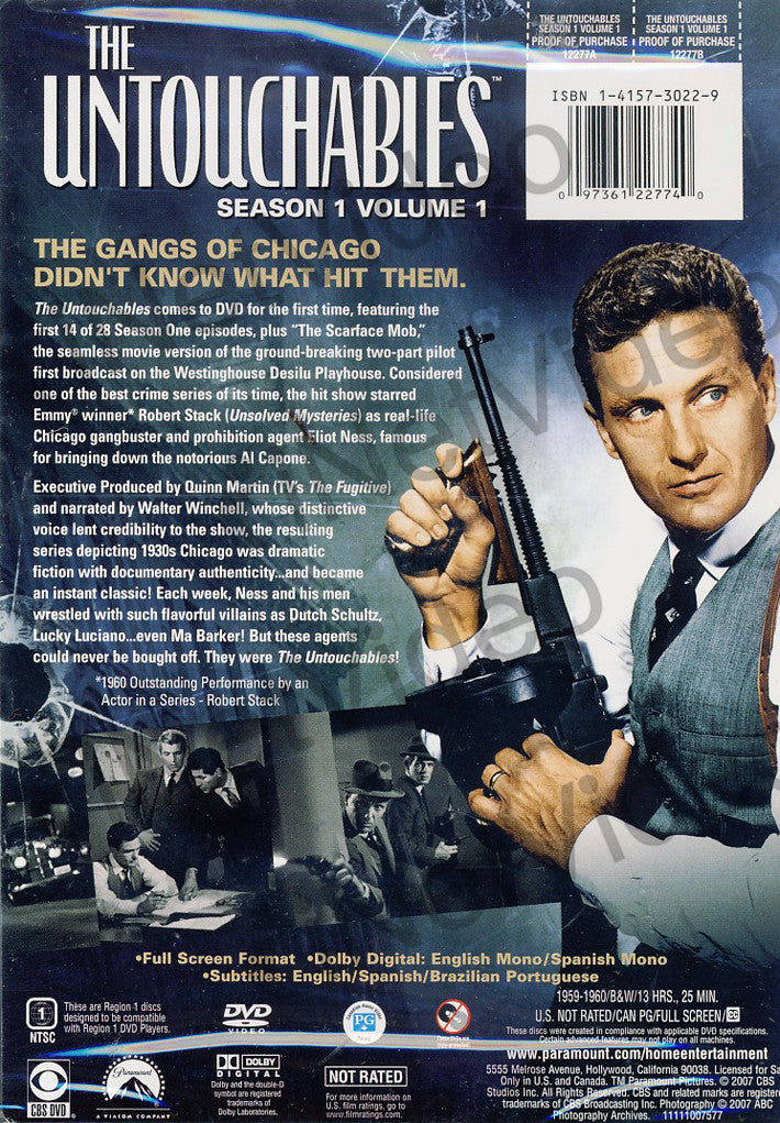 The Untouchables Season 1 Vol 1 Boxset On Dvd Movie