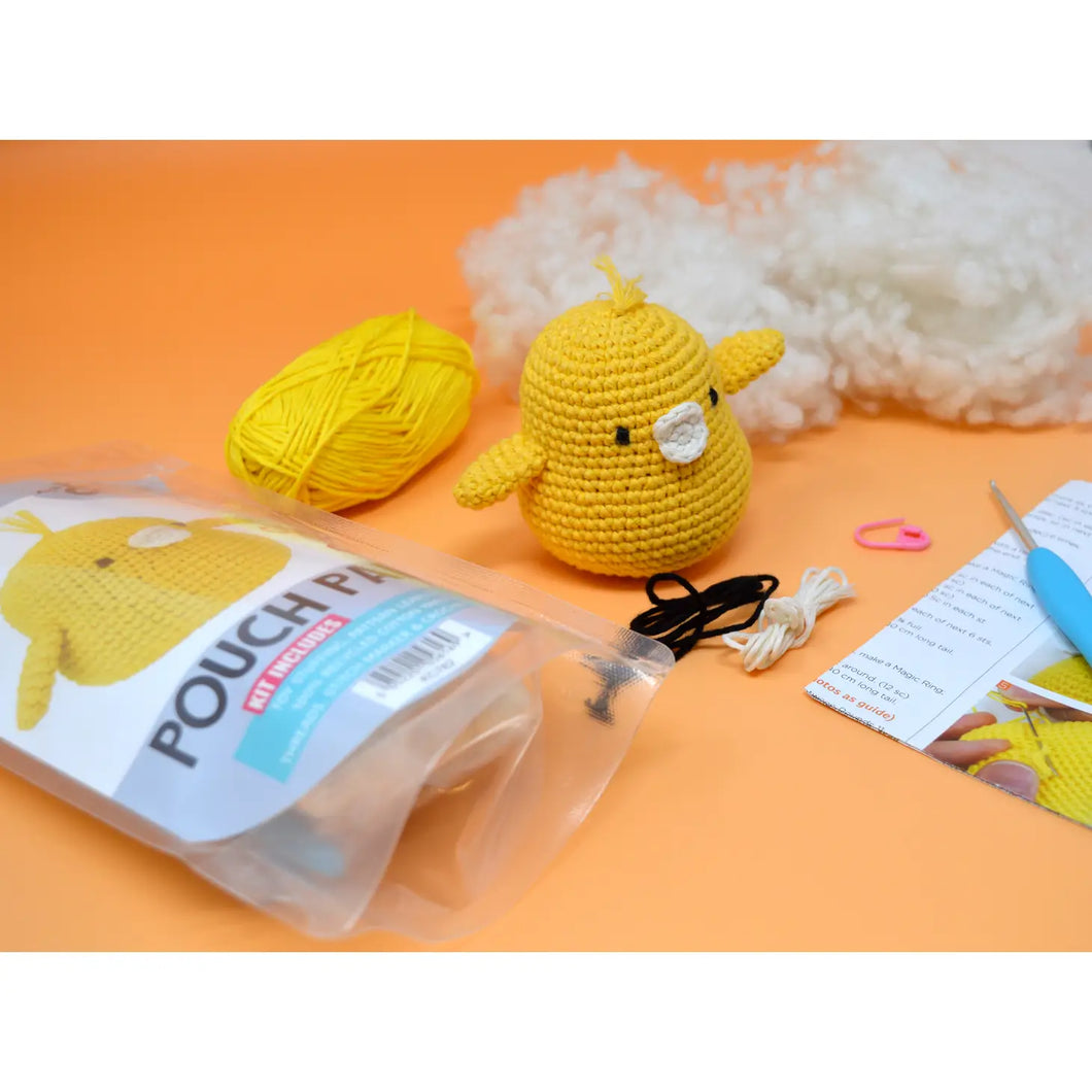 Knitty Critters Pouch Pals Colin The Chick Crochet Kit Love From Beth