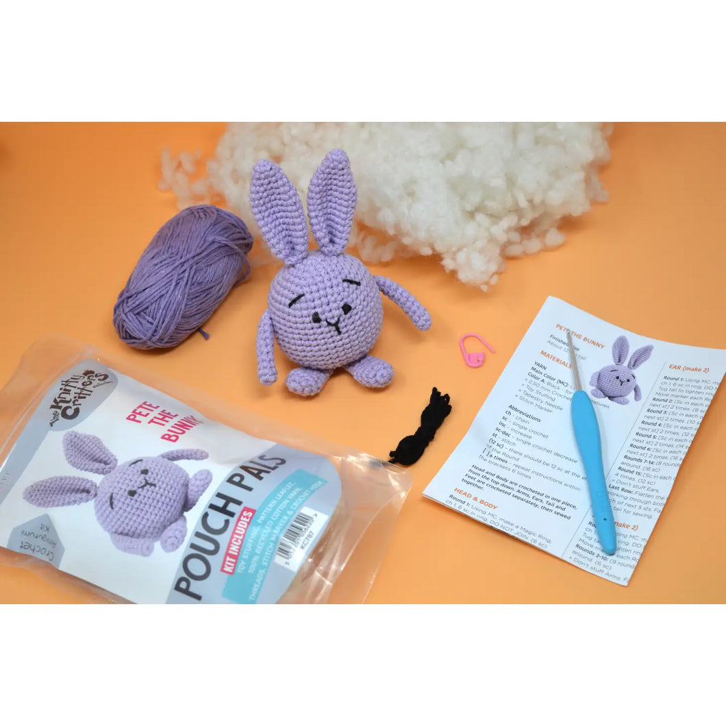 Knitty Critters Pouch Pals Pete The Bunny Crochet Kit Love From Beth