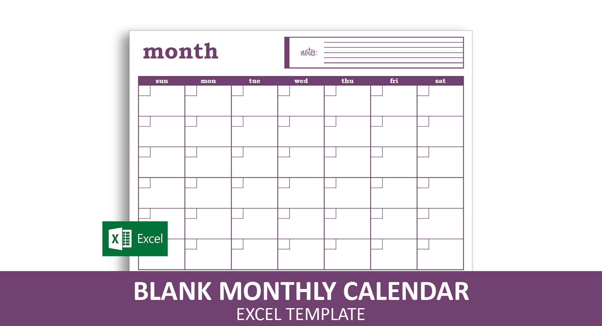 Printable Blank Monthly Calendar Excel Templates Free Monthly