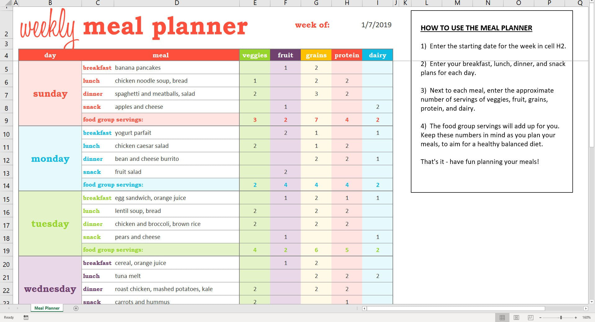 Basic Weekly Planner Excel Template Savvy Spreadsheets