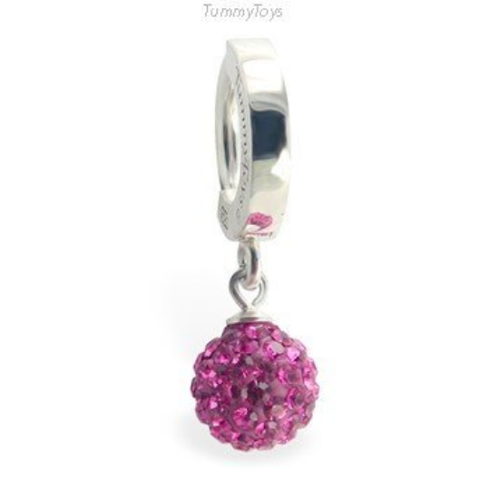 Surgical Steel And Hot Pink Crystal Ball Belly Ring Tummytoys Sexy