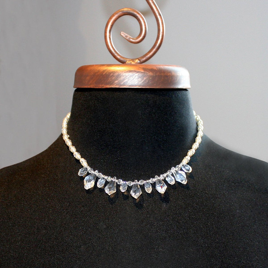 Multi Drop Crystal Necklace With Pearls Giavan