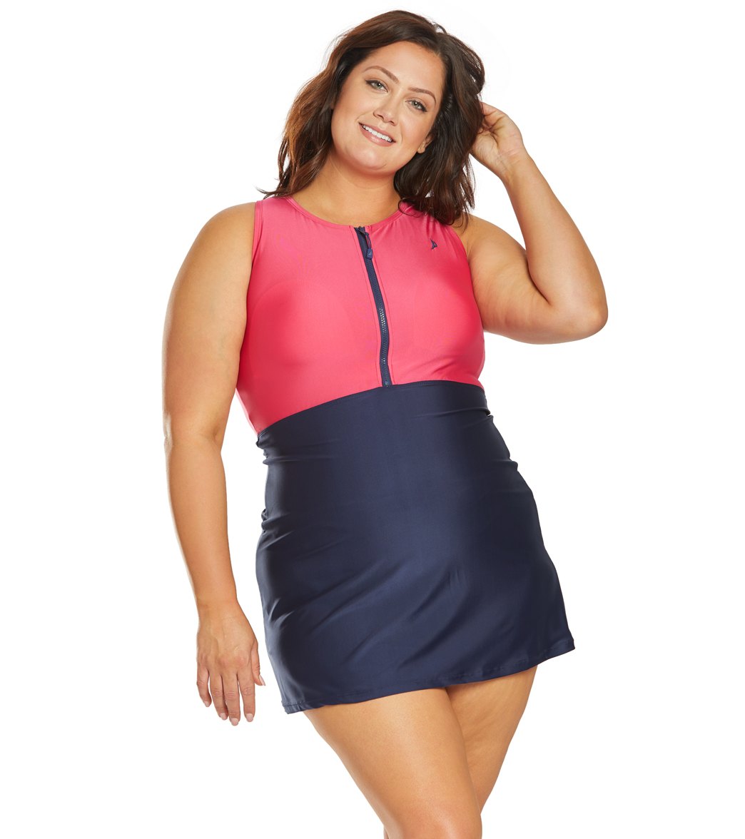 Nautica Plus Size Zip High Neck Swim Dress At