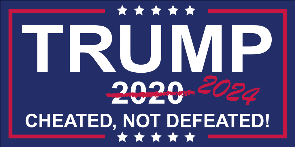 Trump 2024 Cheated Not Defeated Bumper Sticker