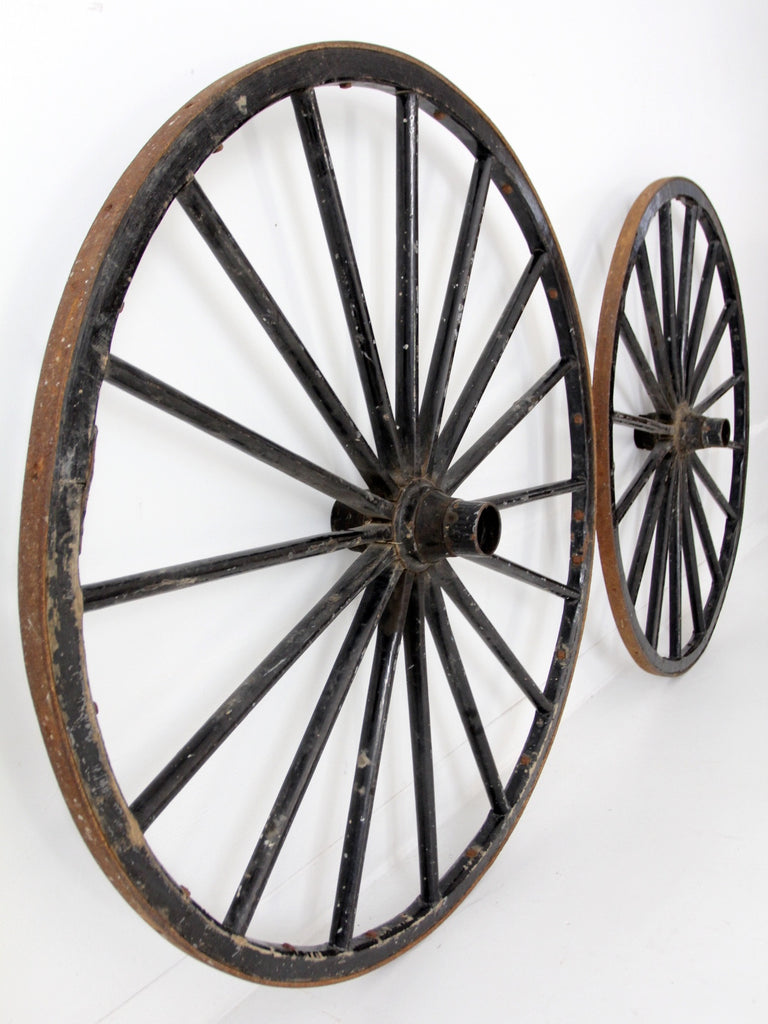 Antique Wagon Wheel Pair 86 Vintage