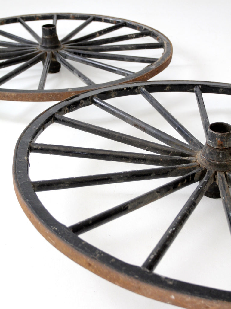 Antique Wagon Wheel Pair 86 Vintage