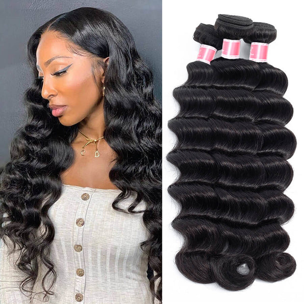 Brazilian Loose Deep Wave Hair 3 Bundles 12a Unprocessed Virgin Human