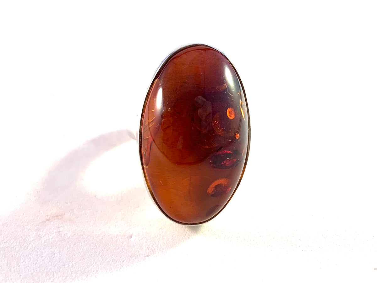 Einer Fehrn Denmark 1960s Bold And Large Sterling Silver Amber Bold R