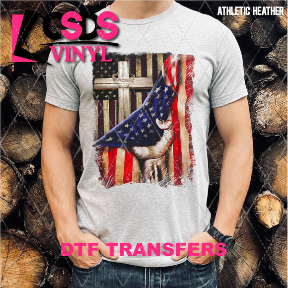 Dtf Transfer Dtf002252 American Flag And Cross Csds Vinyl