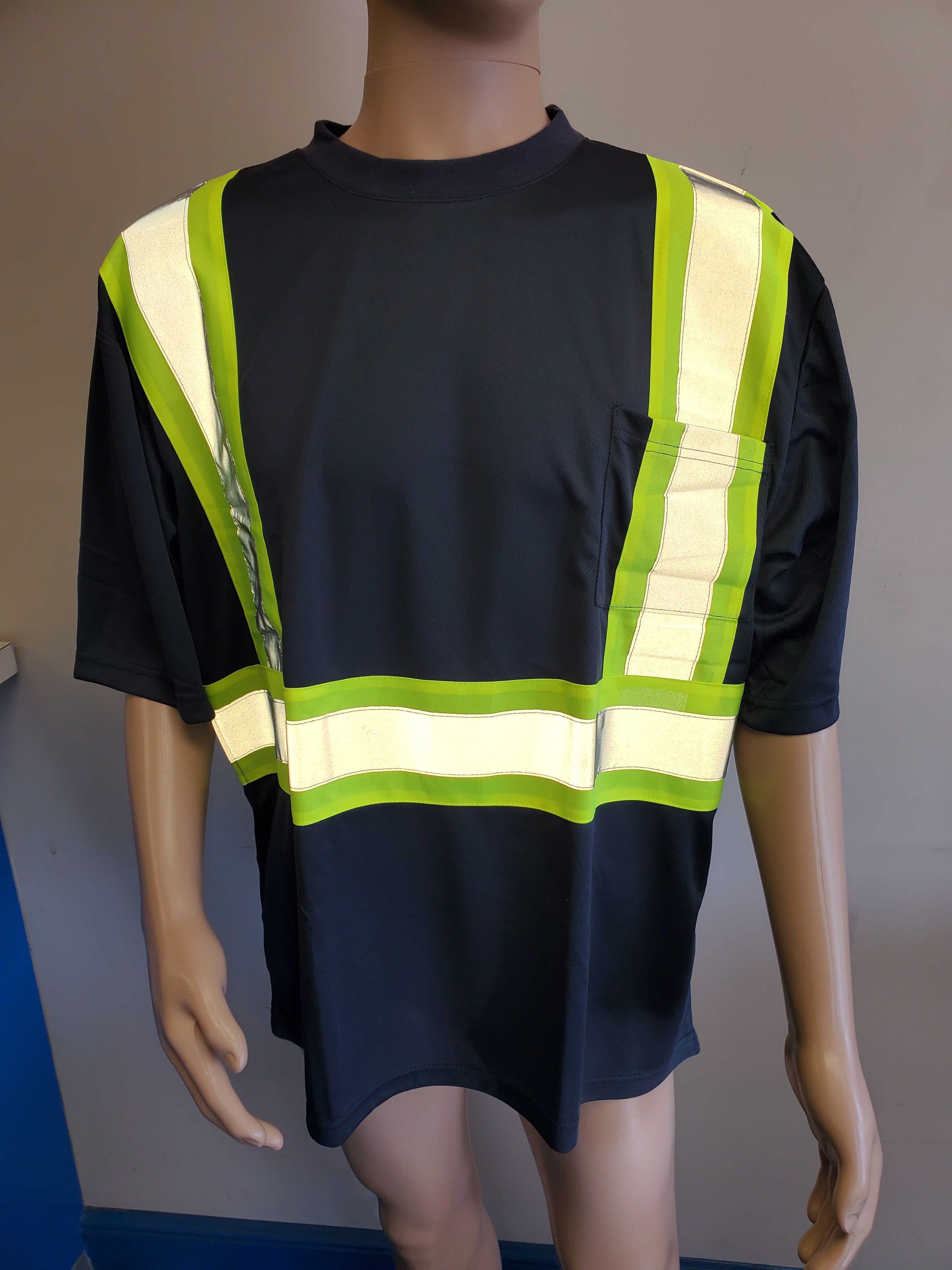 Reflective Safety Hi Vis Viz Work Shirt Navy Dark Blue Color Workwear