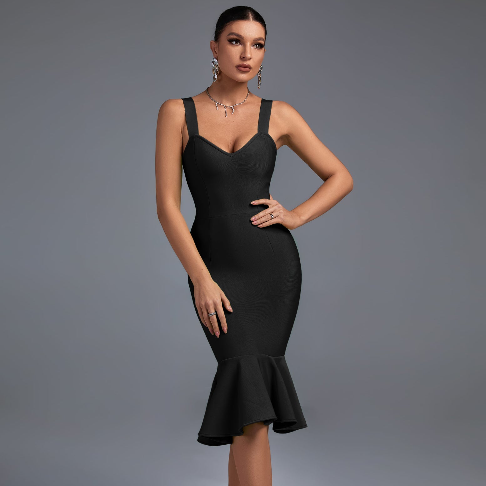 Wolddress Womens Fishtail Over Knee Bandage Dress Pp19352