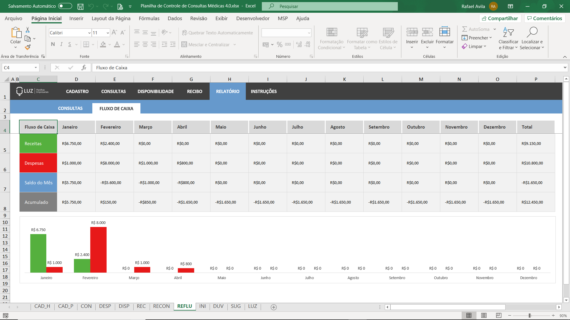 Planilha De Controle De Consultas M Dicas Em Excel Planilhas Prontas