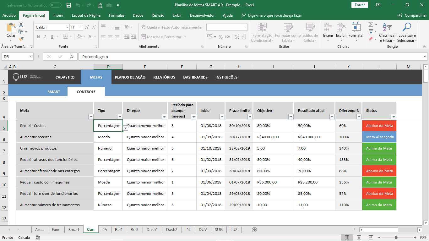 Planilhasvc Planilha De Metas E Objetivos Smart Em Excel 40