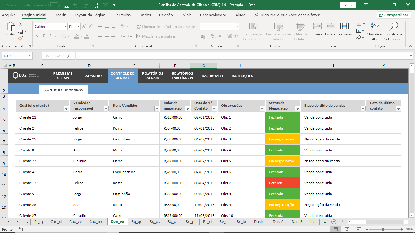 Planilha Para Cadastro De Clientes Crm Em Excel Planilhas Prontas