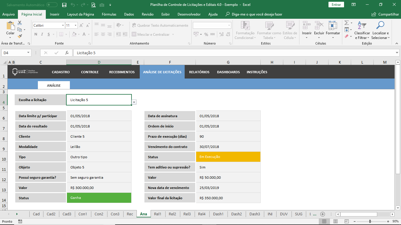 Planilha De Controle De Licitações E Editais Em Excel Planilhas Prontas