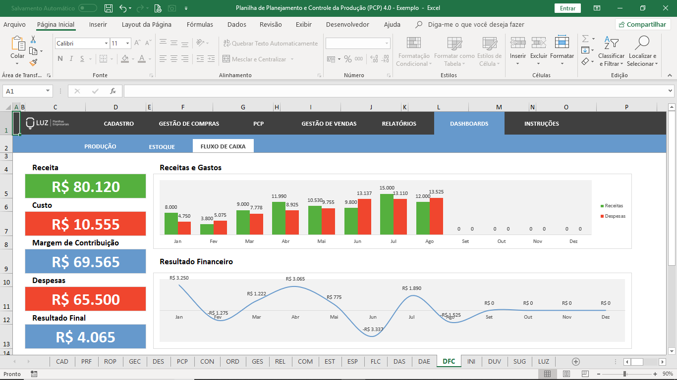 Planilha De Planejamento E Controle Da Producao Em Excel Planilhas