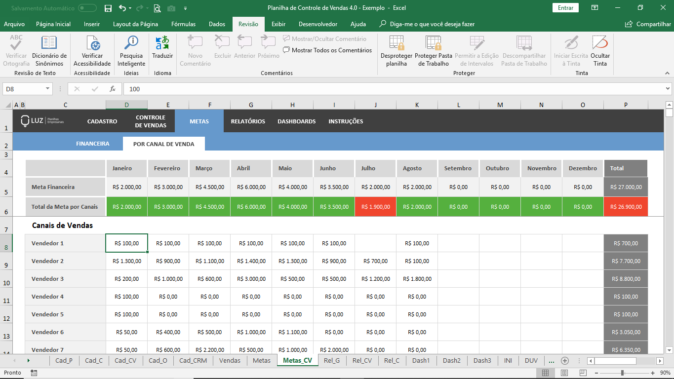 Planilha Para Controle De Vendas Gratuito Ensino