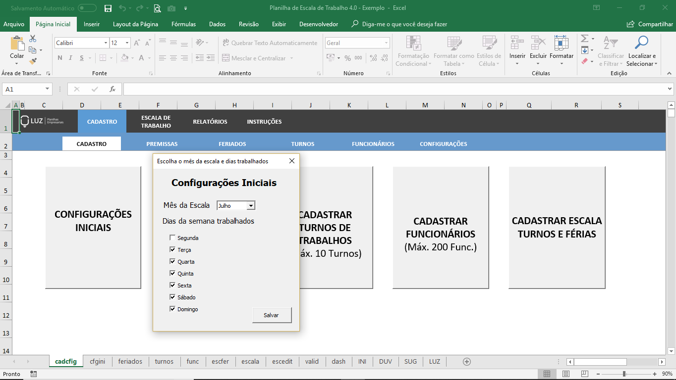 Planilha De Escala De Trabalho Em Excel Planilhas Prontas