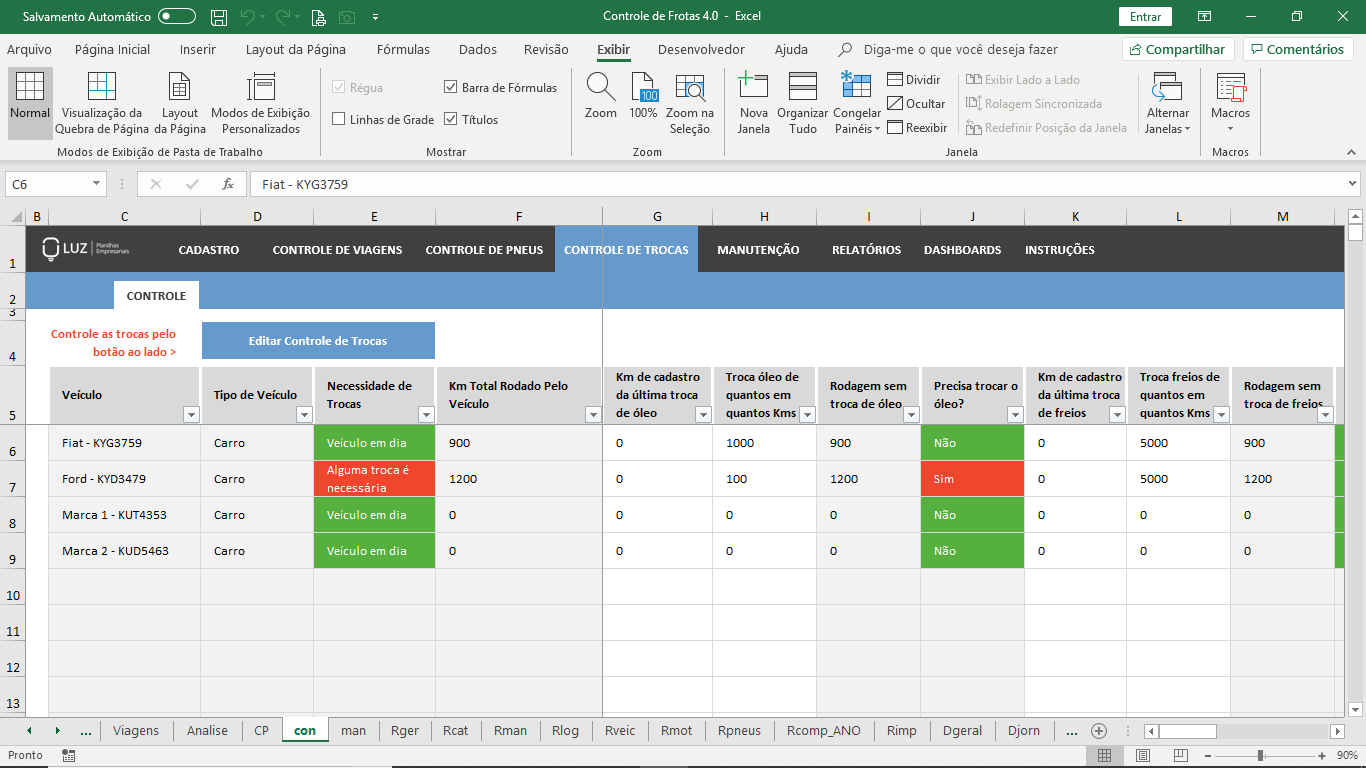 Planilhasvc Sistema De Controle De Frotas Completo Em Excel 40