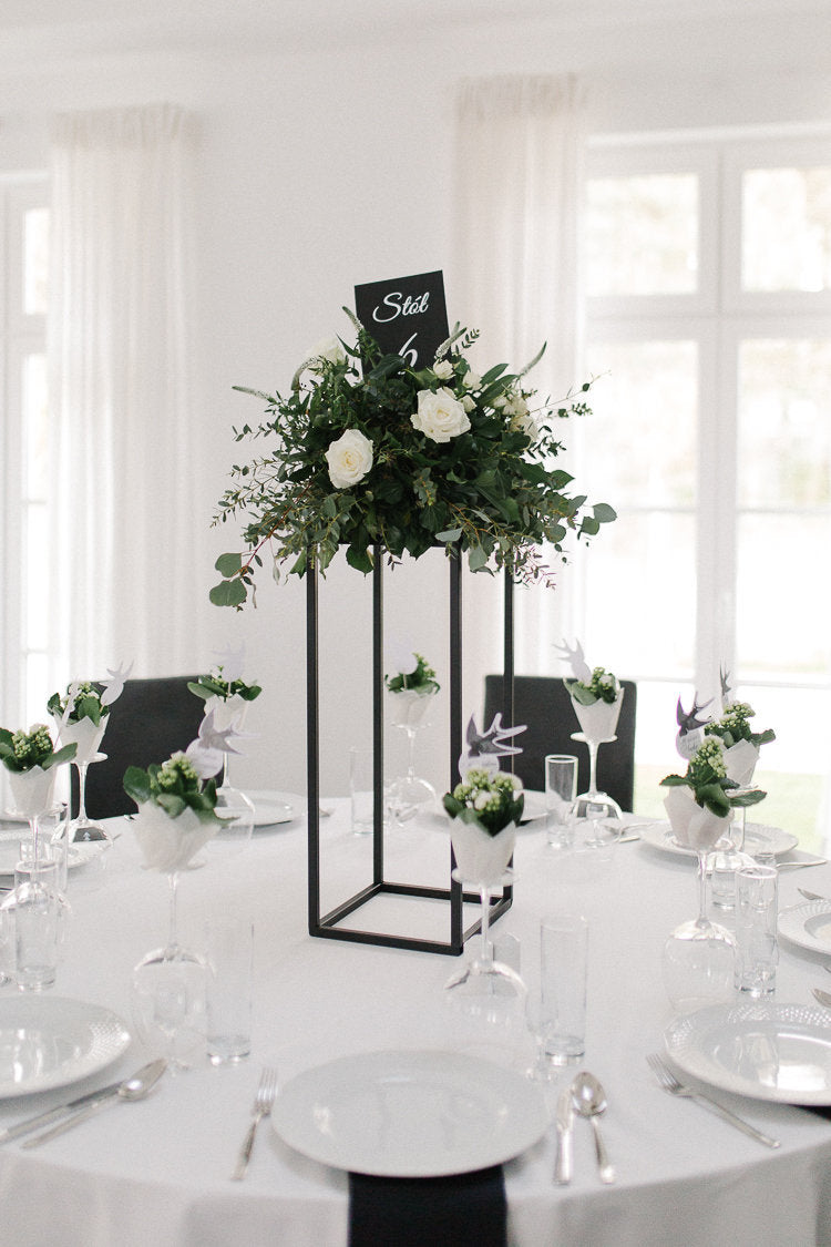 Matte Black Modern Rectangular Wedding Centerpiece Flower Stand