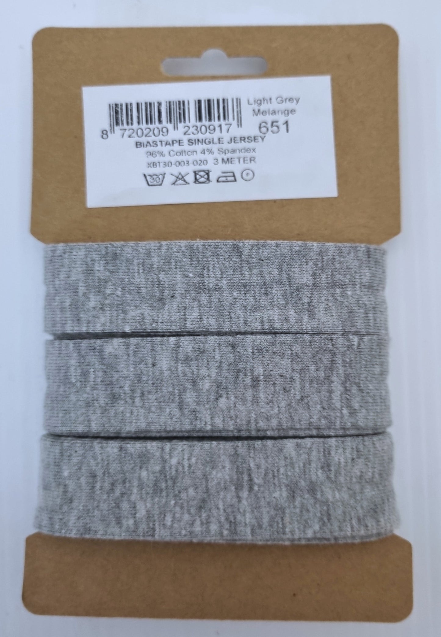 Knit Bias Binding 20mm Grey Marl Forfabricsake