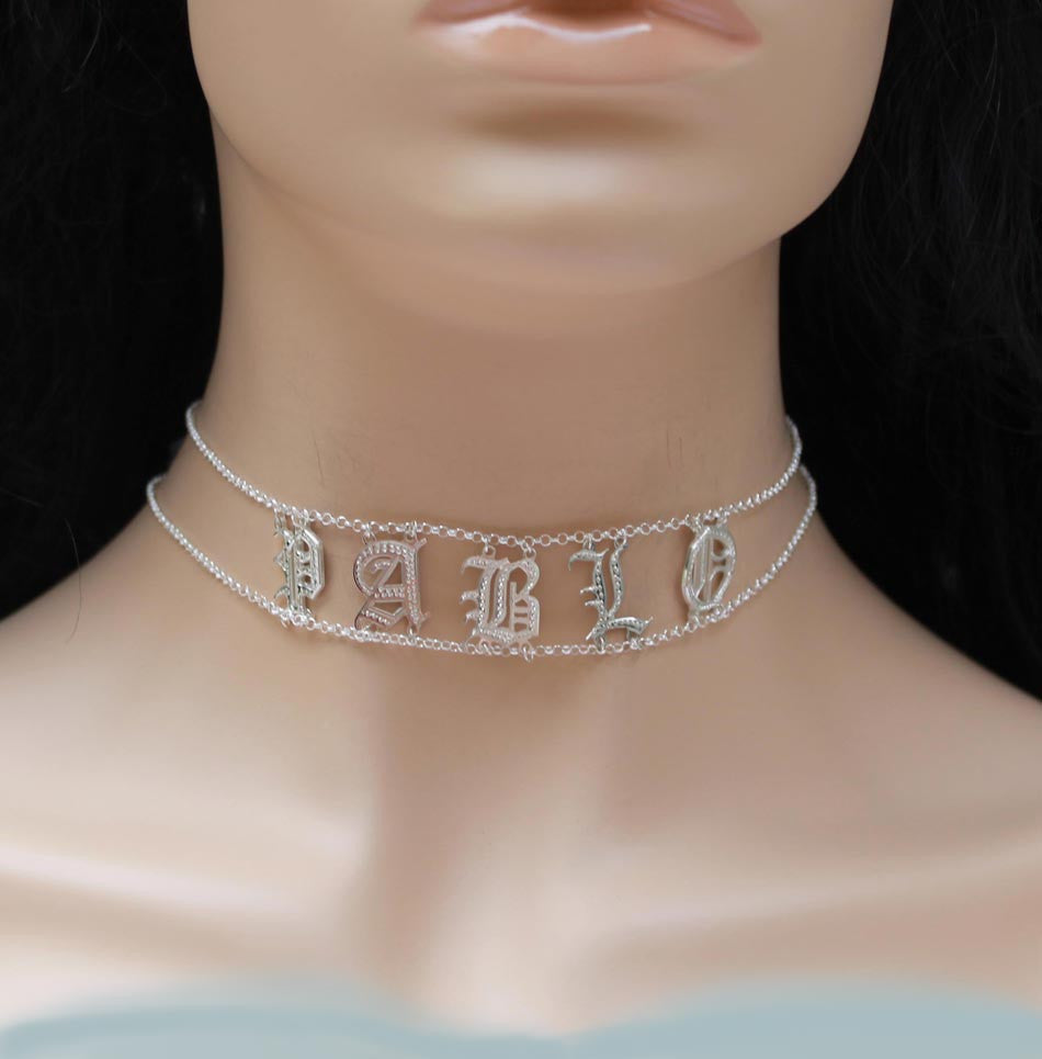 Personalized Name Choker Necklace Kim Kardashian Saint Choker Be