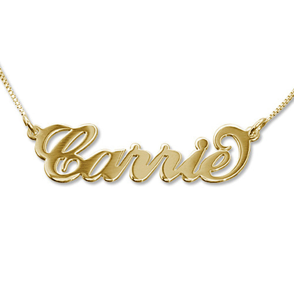 14k Solid Gold Carrie Style Name Necklace 3 Sizes Be Monogrammed