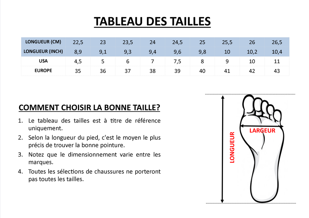 Tableau De Conversion Des Pointures Guide Pour Mesurer Vos 56 Off