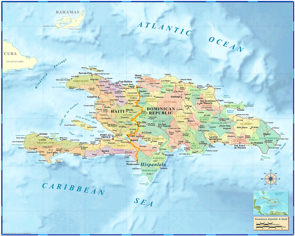 Haiti Dominican Republic Political Wall Map By Compart Maps