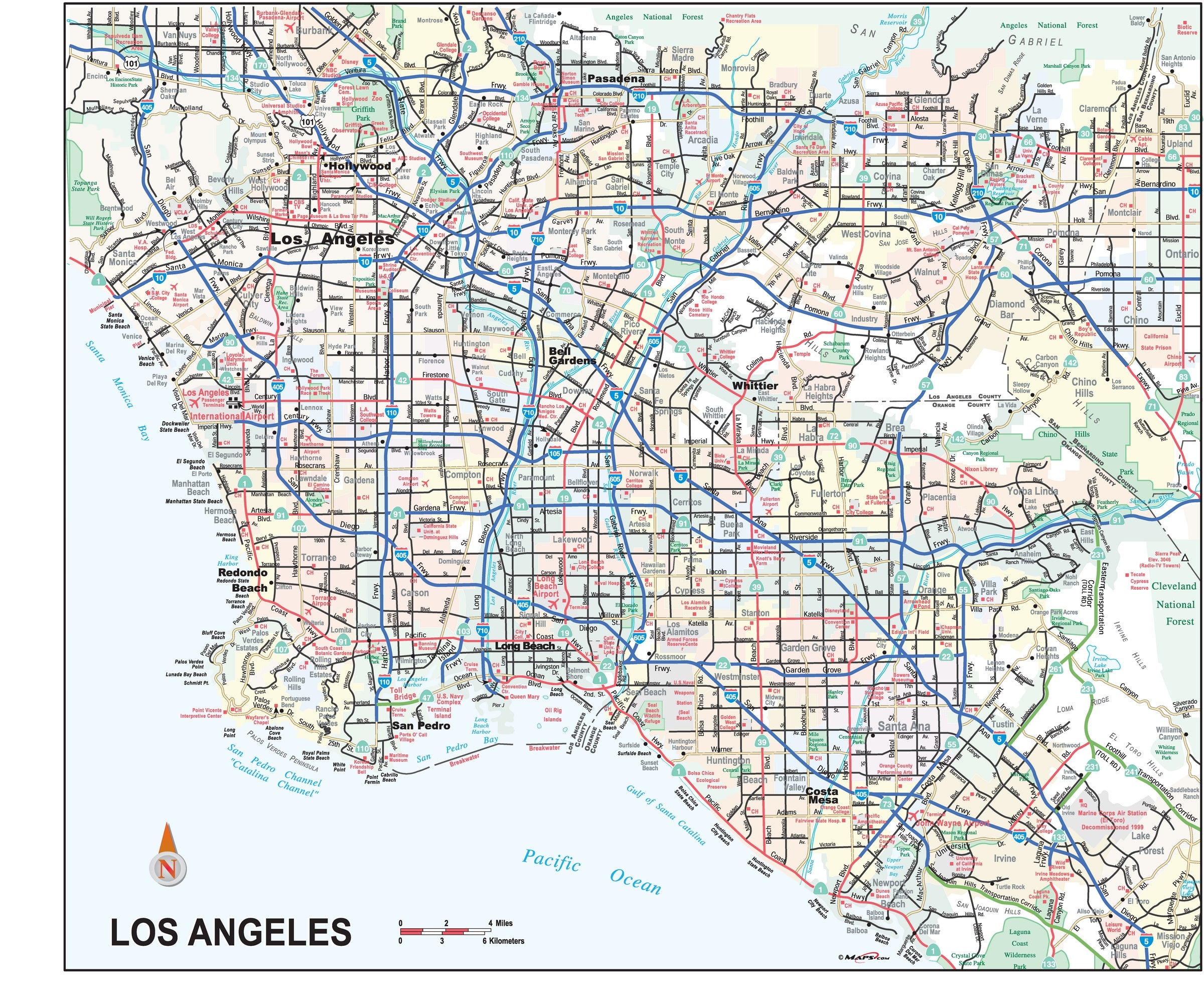 Street Map Of Los Angeles Free Printable Templates