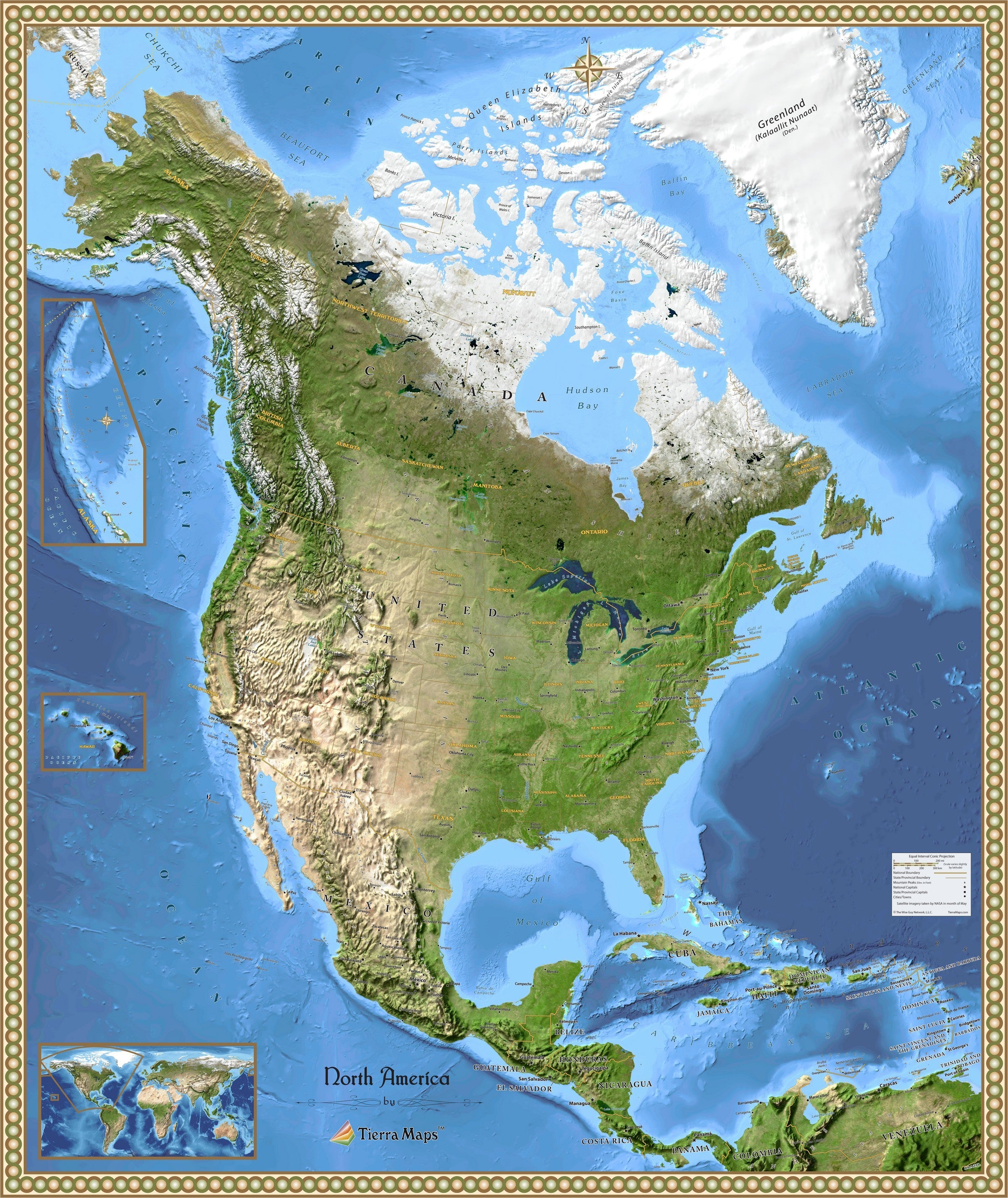 Topographic Map Of North America Map