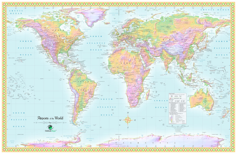 World Airport Wall Map