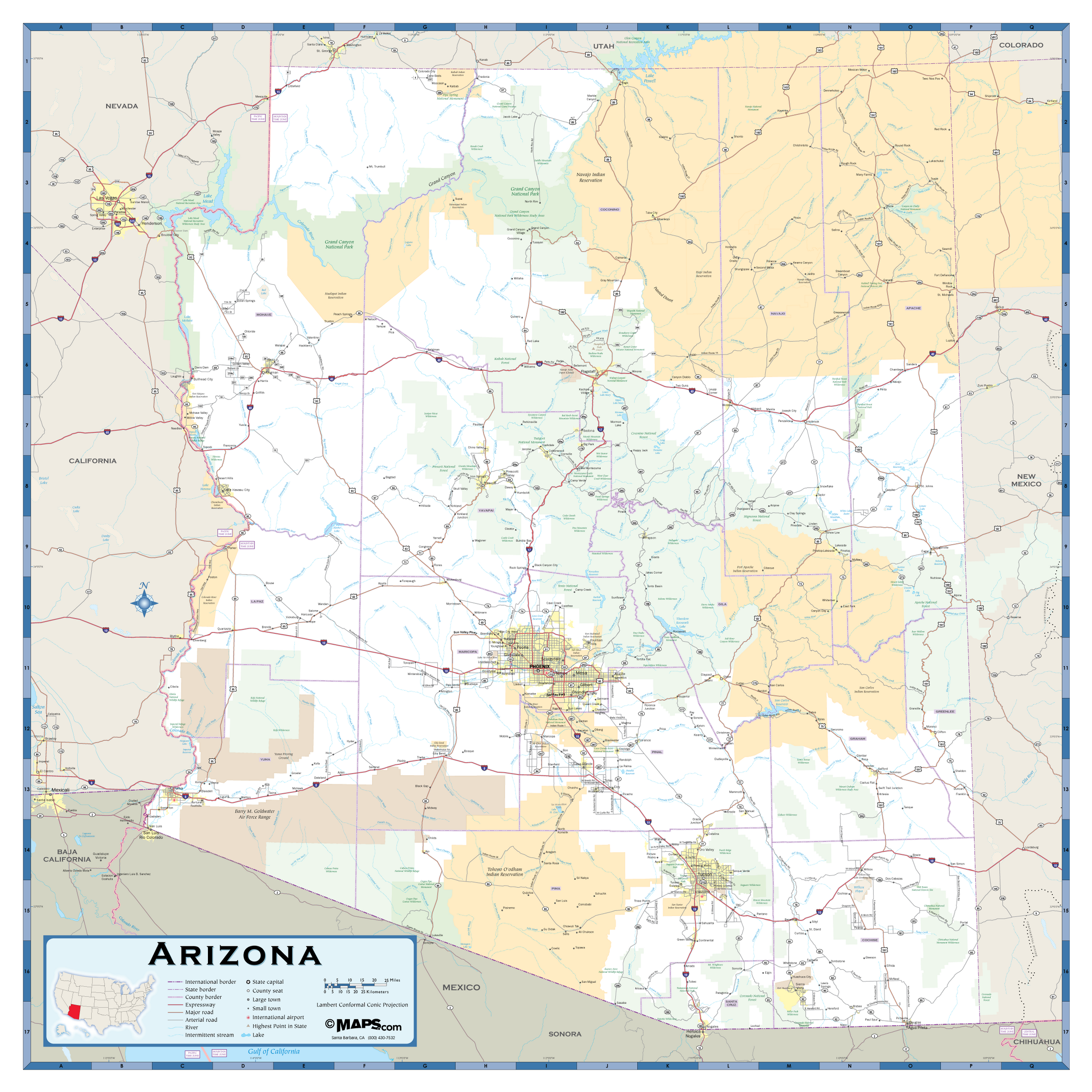 Printable Road Map Of Arizona