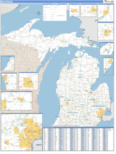 Michigan Zip Code Wall Map