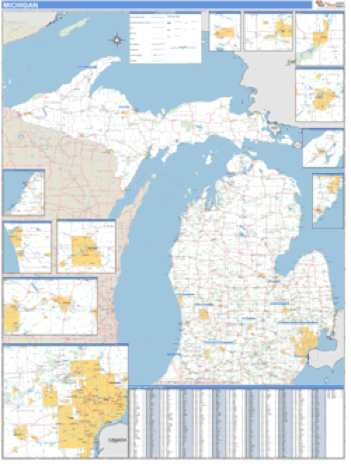 Michigan Zip Code Wall Map