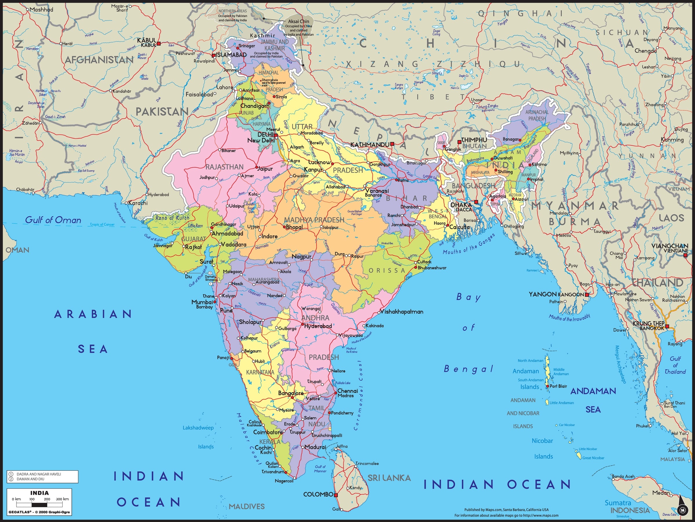 India Political Wall Map By Maps Of World Mapsales Im