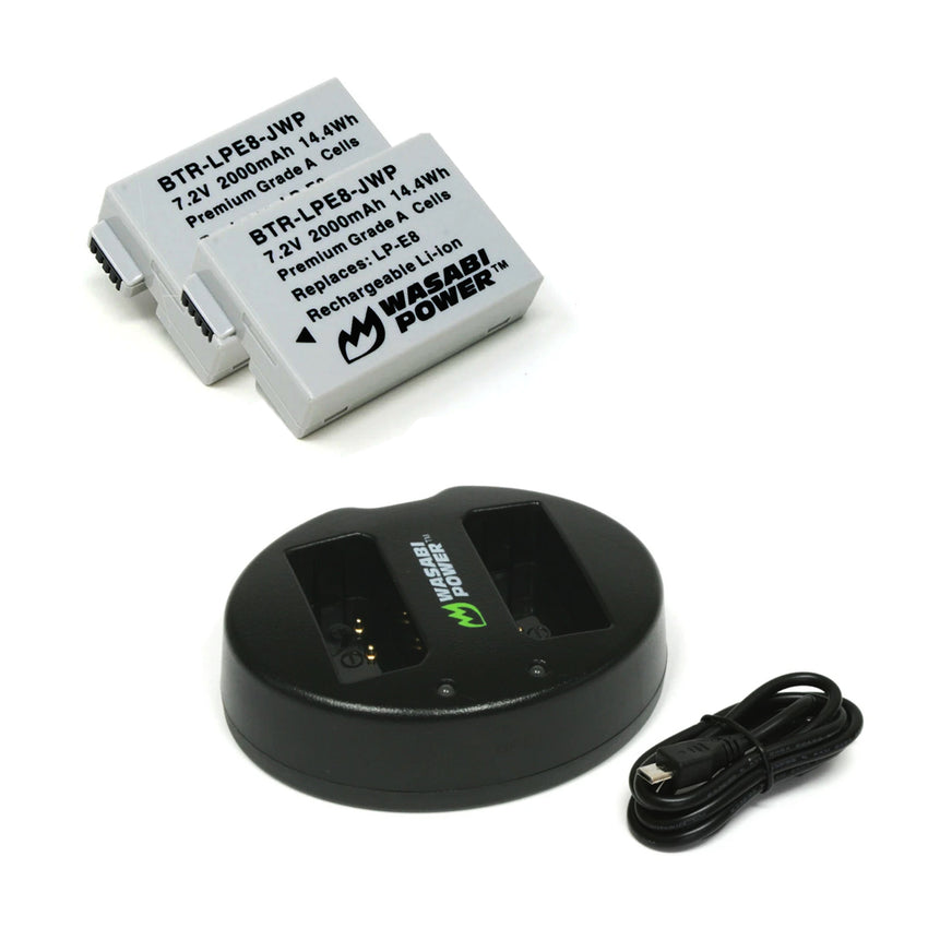 Wasabi Power Battery For Canon Lp E8 2 Pack And Dual Charger Lpe8