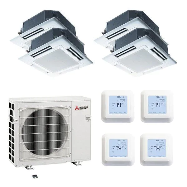 Mitsubishi 36000 Btu 4 Zone Ceiling Cassette Ductless Mini Split Heat