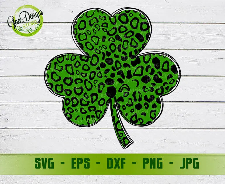 Leopard Shamrock Svg St Patricks Day Svg Cuttable Leopard Svg Clover